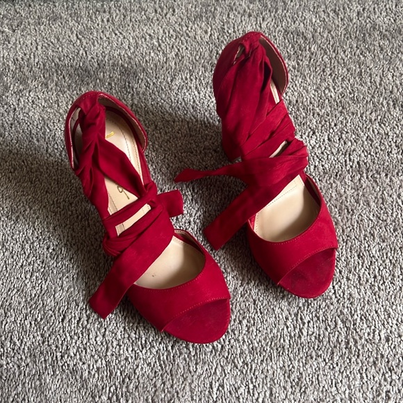 Lulus | Shoes | Lulus Red Lace Up Heels | Poshmark